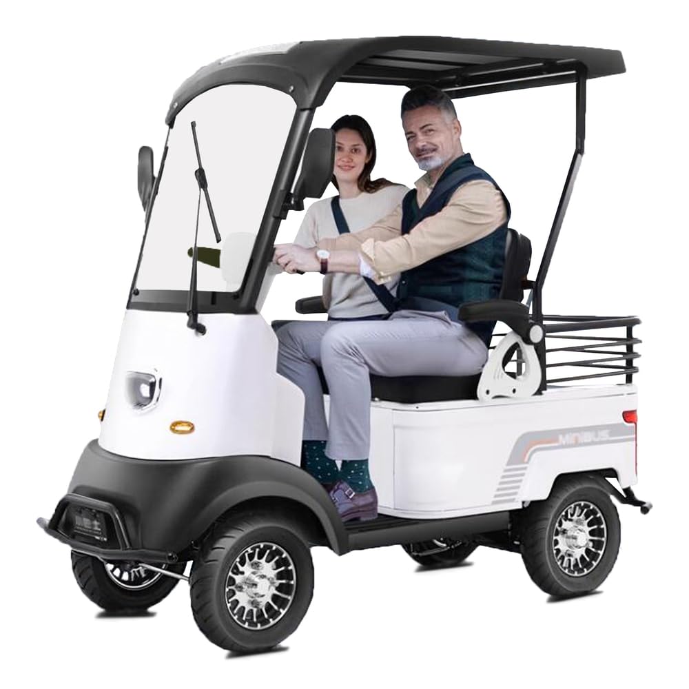 2-Passenger Electric Golf Cart with Storage – White