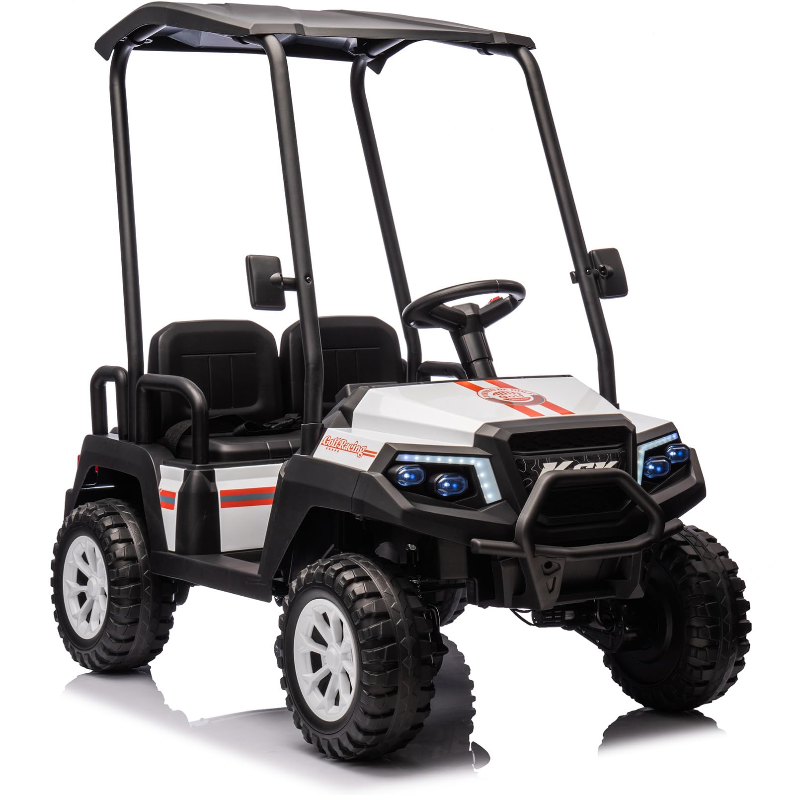 NEWQIDA 4-Seater Electric Golf Cart Ride-On for Kids – White