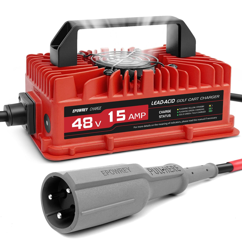 Epowrey 48V Golf Cart Charger for Club Car – 15A Fast Charge