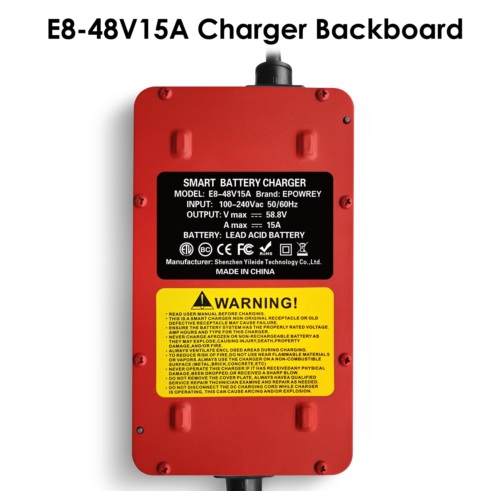 Epowrey 48V Golf Cart Charger for Club Car – 15A Fast Charge
