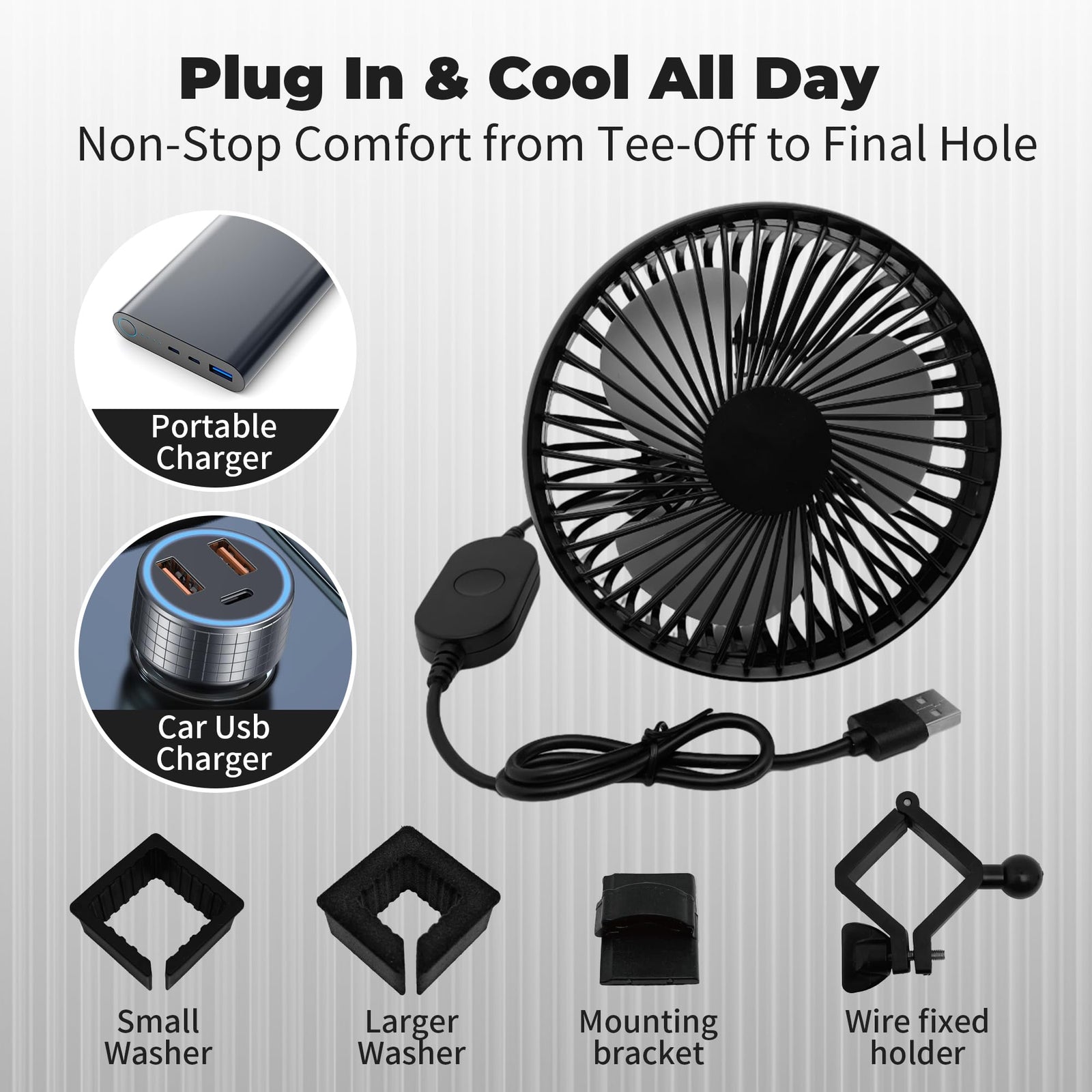 GOLFCOZER Clip-On Golf Cart Fan EZGO, Yamaha & Club Car – USB | Golf ...