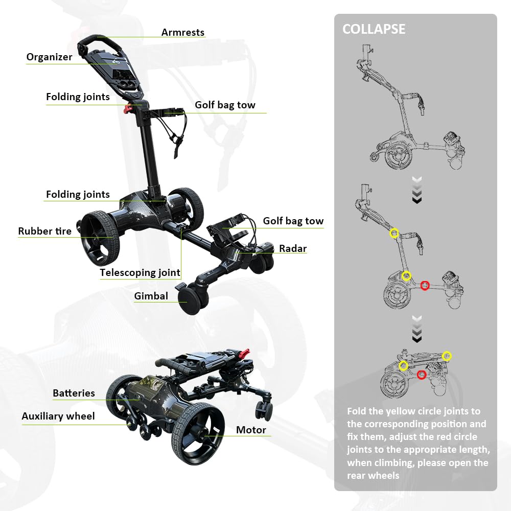 Icango G3 Follow-Me Electric Golf Caddy Cart – Black