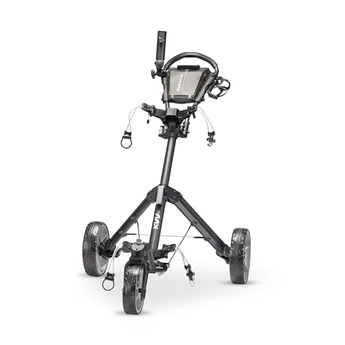 KVV Mini-Pro Compact Golf Push Cart with Swivel Wheel – Black