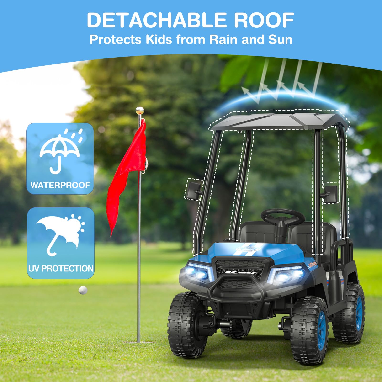 LIGIANT R9 Kids 4-Seat Electric Golf Cart Ride-On - Blue | Golf Cart Shop