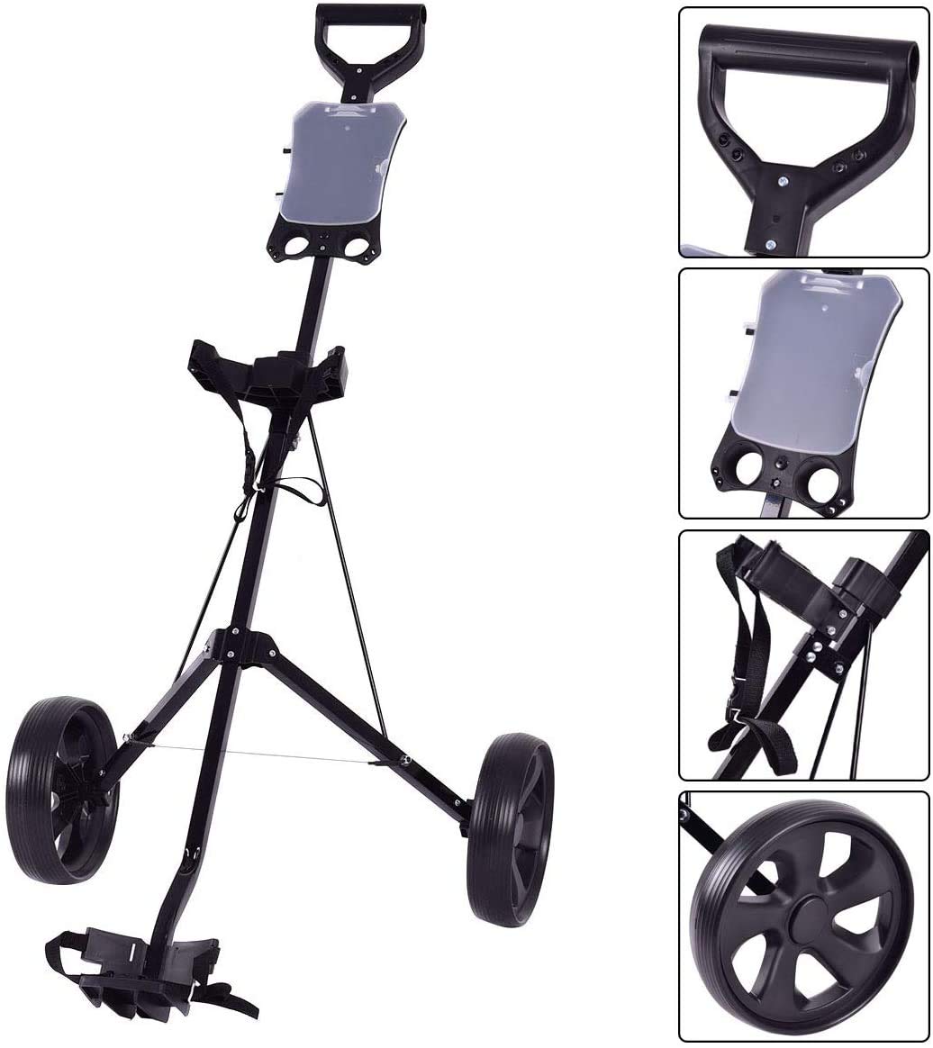 Nightcore Foldable 2-Wheel Golf Push Cart with Brake & Storage | Golf ...