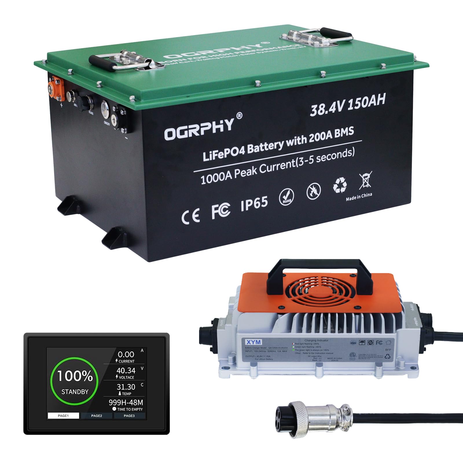 OGRPHY 36V 150Ah Lithium Golf Cart Battery Kit - Monitor | Golf Cart Shop