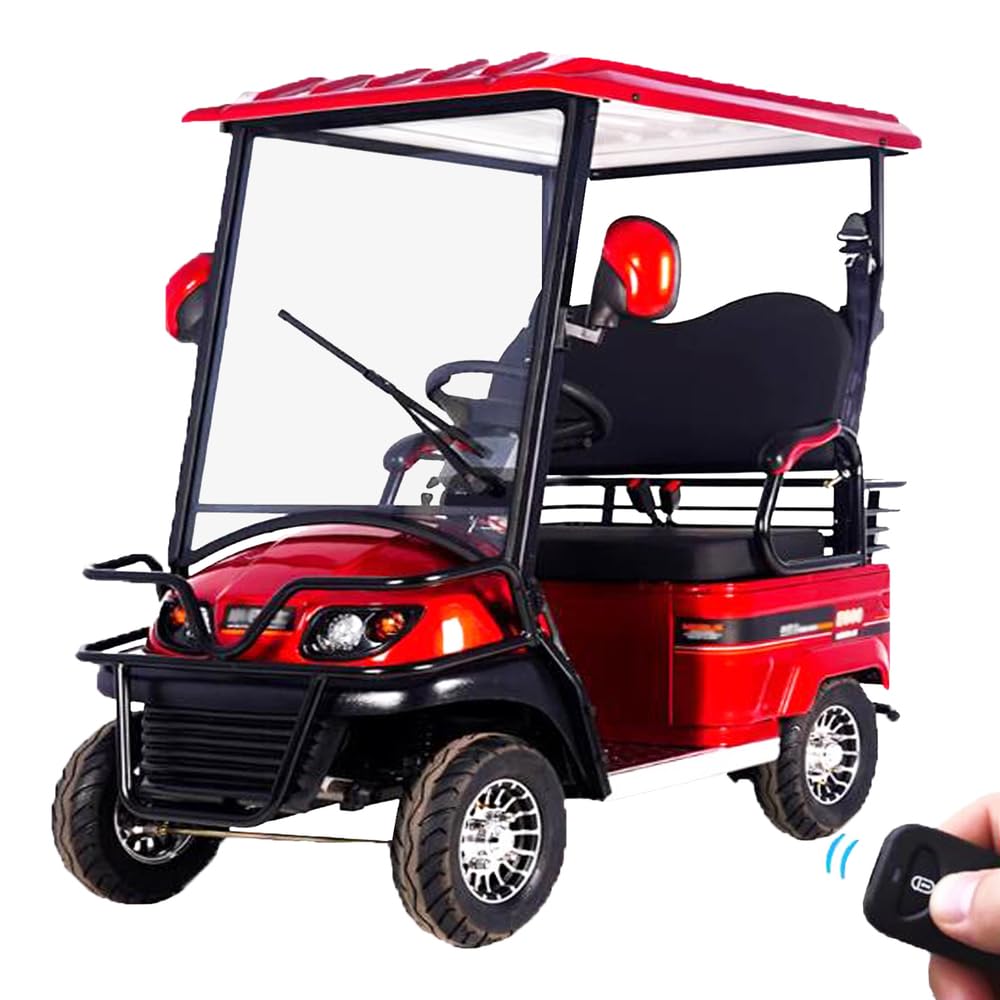 Red 2-Seater Electric Golf Cart with Extra Storage