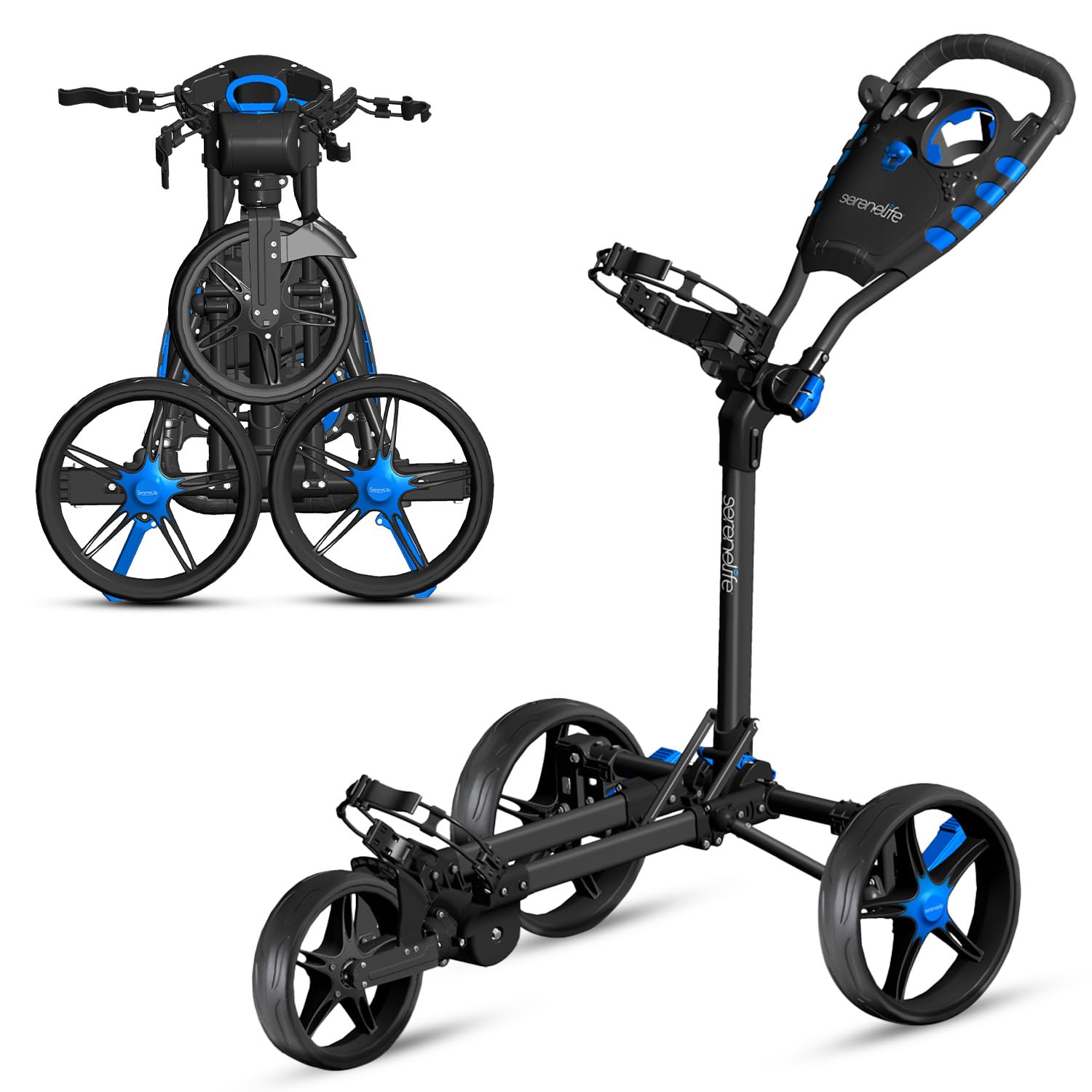 SereneLife Lightweight 3-Wheel Golf Cart – Foldable with Storage