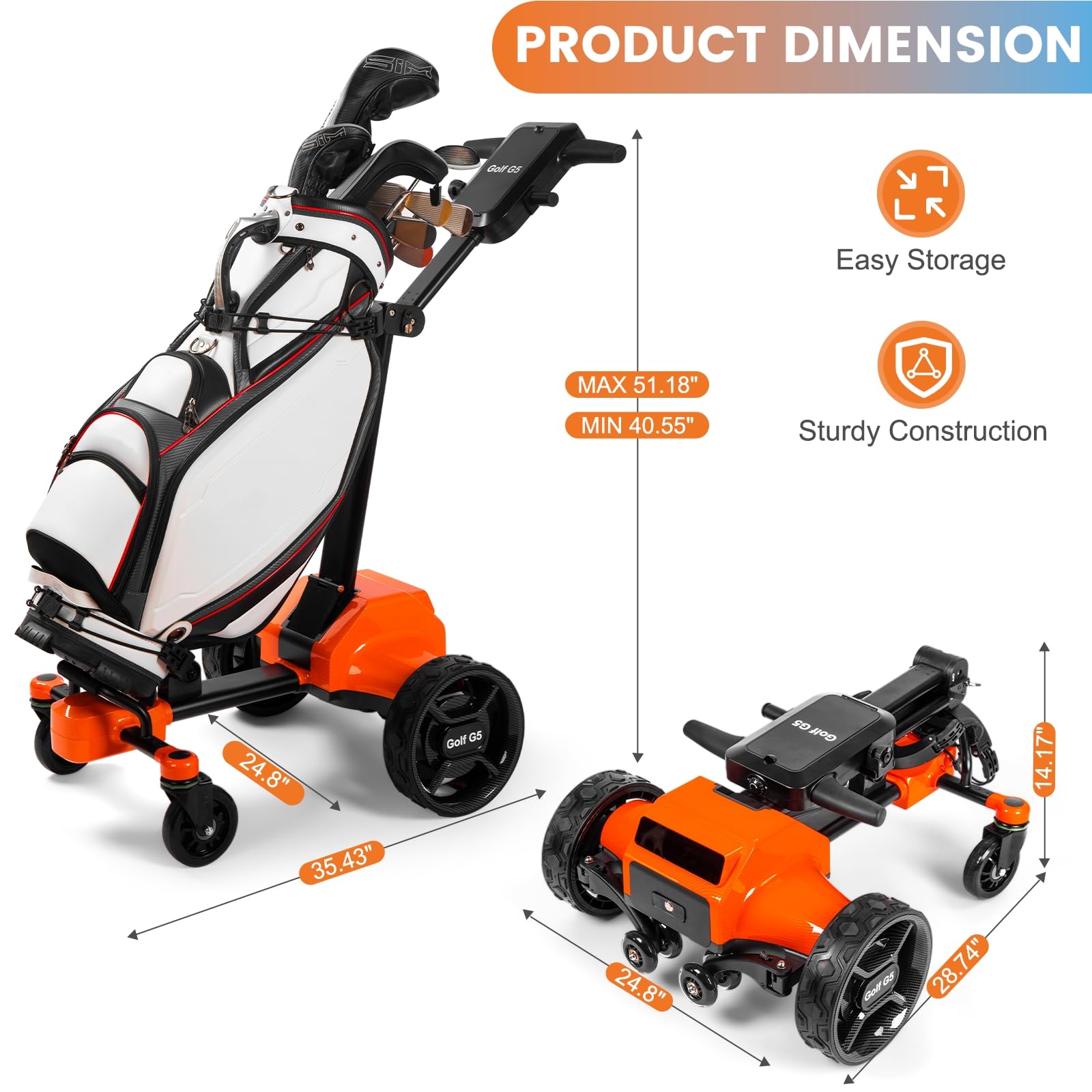 Tianhong G5 Smart Electric Golf Push Cart with Auto-Follow